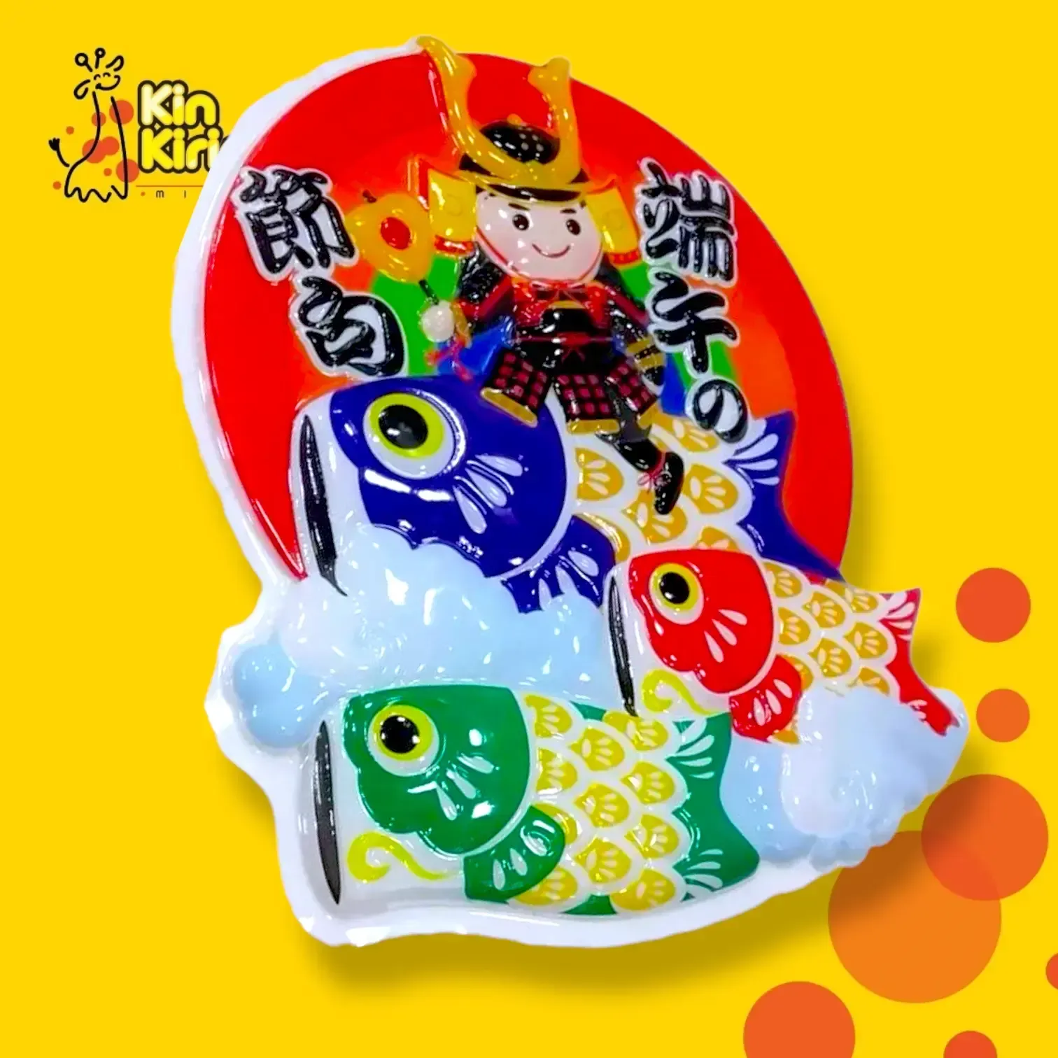 Adorno Gogatsu Ningyo (samurai c/casco kabuto y su koinobori) Coraje y ...