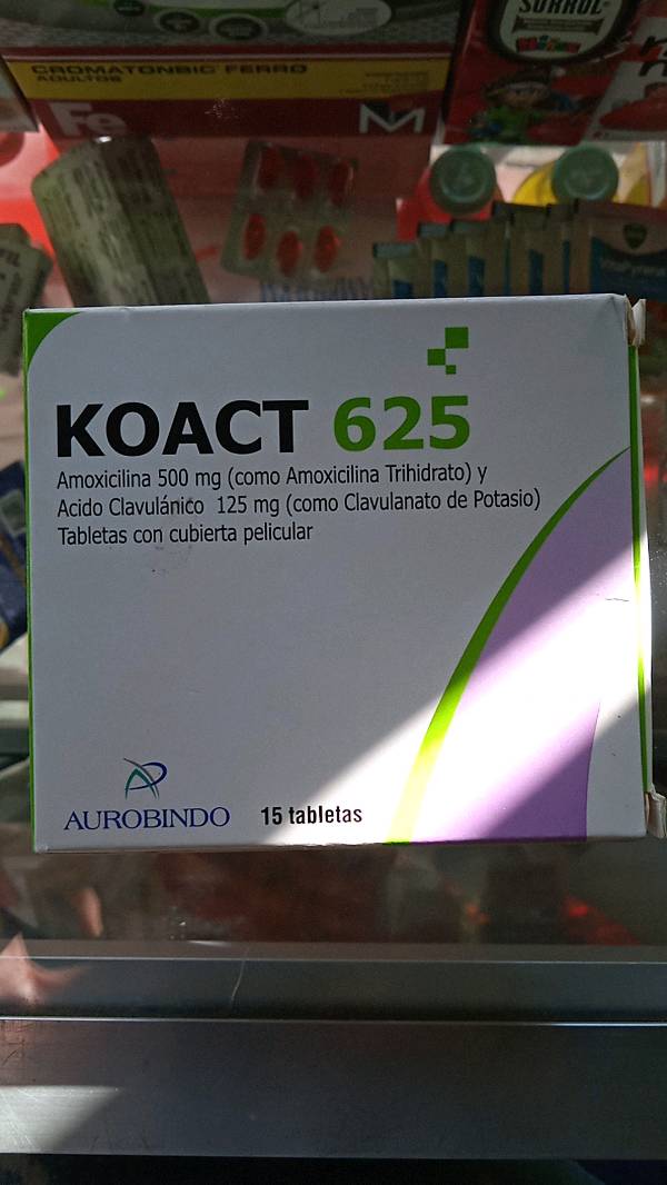 Koact 625 Amoxicilina con acido clavulánico 15 tabletas en Guatemala City