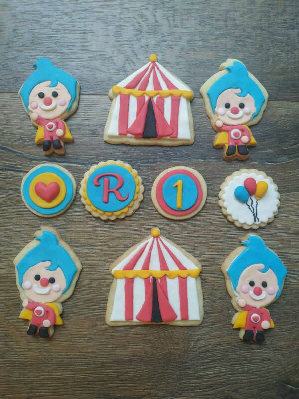 Cookies tematica payaso plin plin en leandro n.Alem