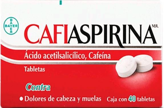 Cafiaspirina (ácido acetil/cafeína 500mg/30mg) 40tab. en San Juan del Río