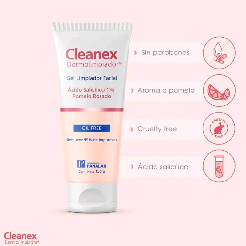 CLEANEX-GEL FACIAL DERMOLIMPIADOR CON ÁCIDO SALICÍLICO / 150 gr. en Sucre