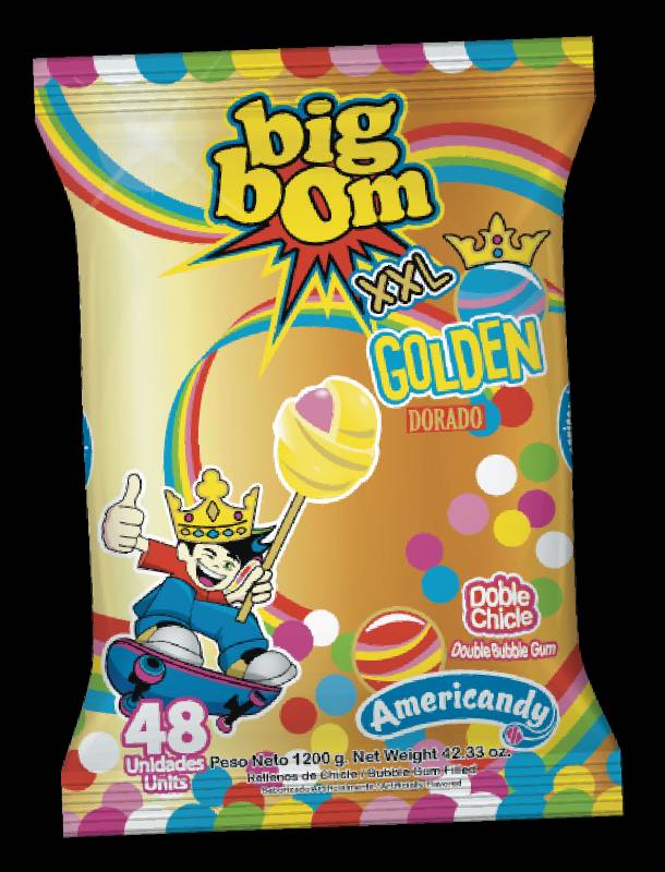 CHUPETA BIG BOM XXL SABOR GOLDEN BOLSA X 48 UNIDADES en San Cristóbal