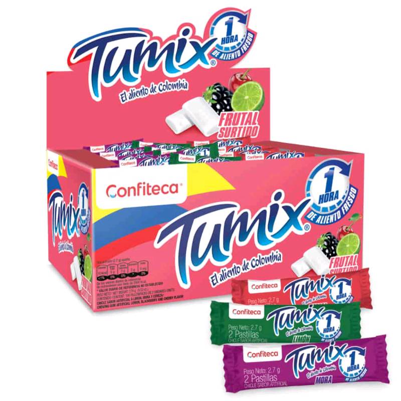 CHICLES TUMIX SABOR SURTIDO TROPICAL CAJA x 100 UNIDADES en San Cristóbal