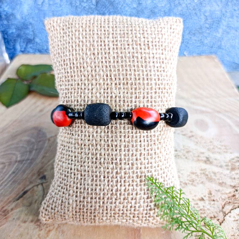 003 Pulsera de Azabache Genuino con Semillas de Peonia en Mérida