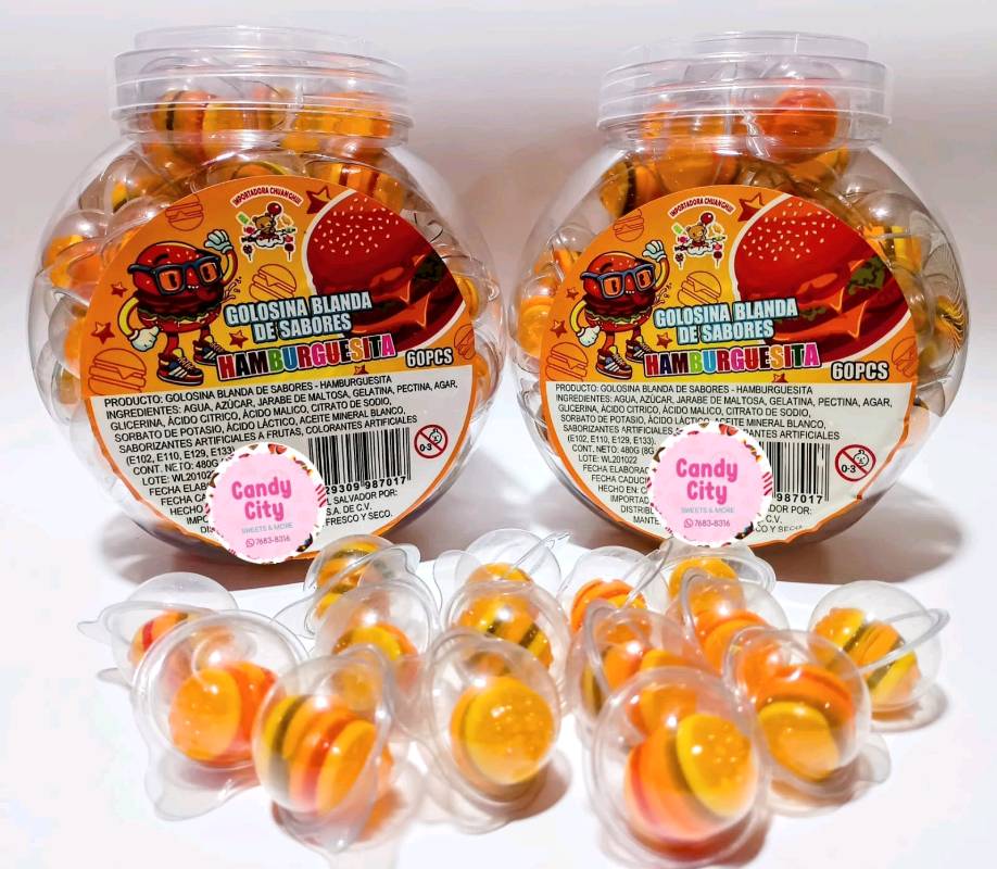 Gomitas mini hamburguesa vitrolera en San Salvador
