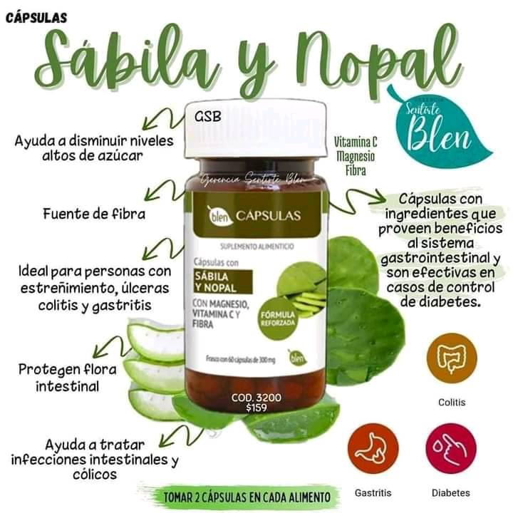 Capsulas sabila y nopal en Ensenada