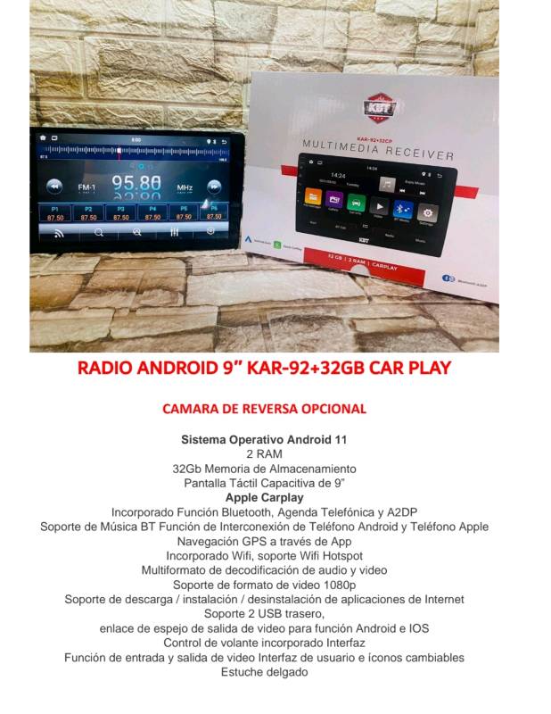 RADIO ANDROID 9" KBT KAR-92+32 en Bogotá