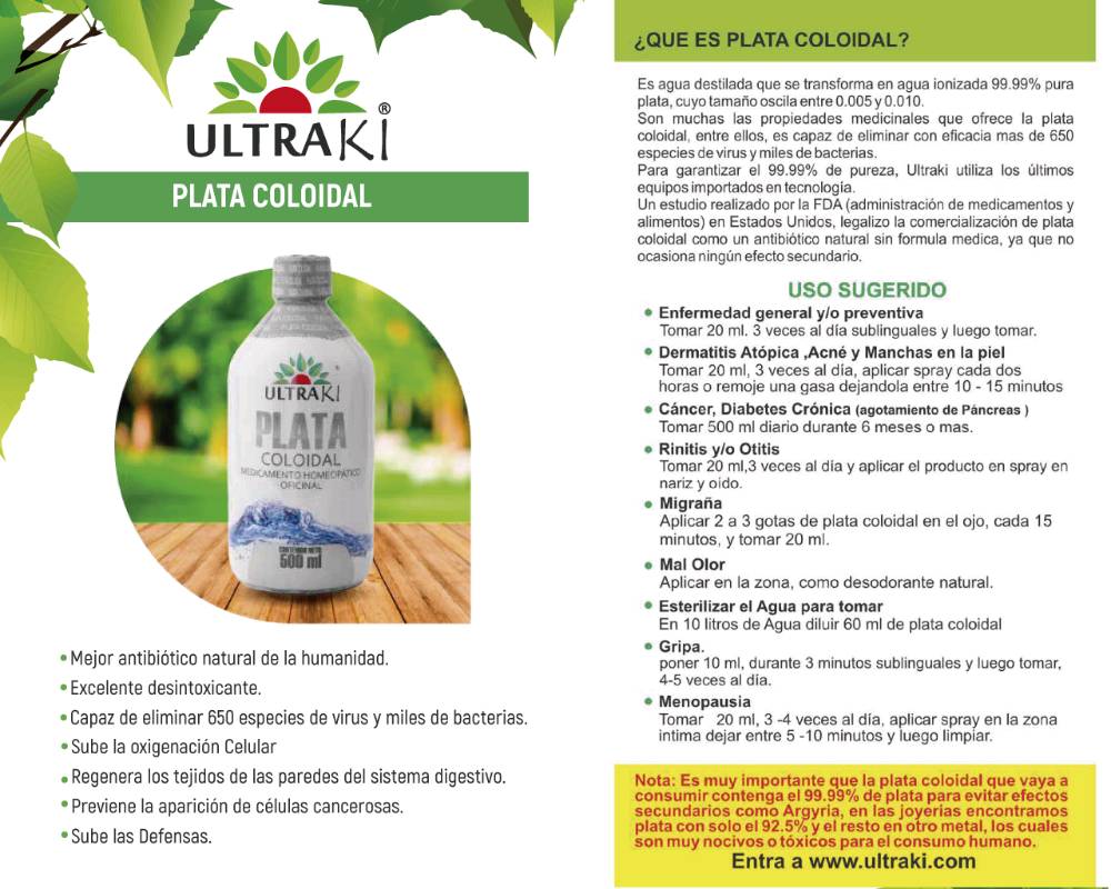 Plata coloidal ultraki 500 ml en neiva