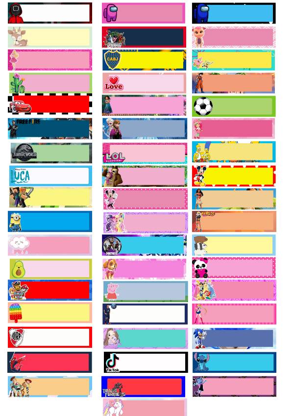 Rótulos autoadhesivo para cuadernos en Rio Negro