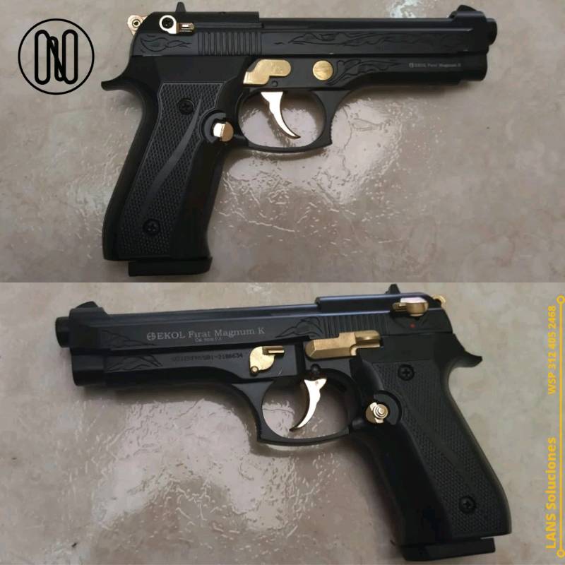 Arma Traumatica Ekol Firat Magnum K negra pines dorados en Putumayo