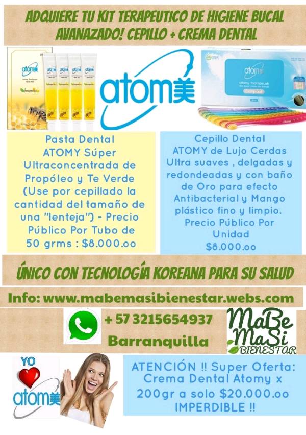 Kit Cepillo y Crema Dental Atomy en Raquira
