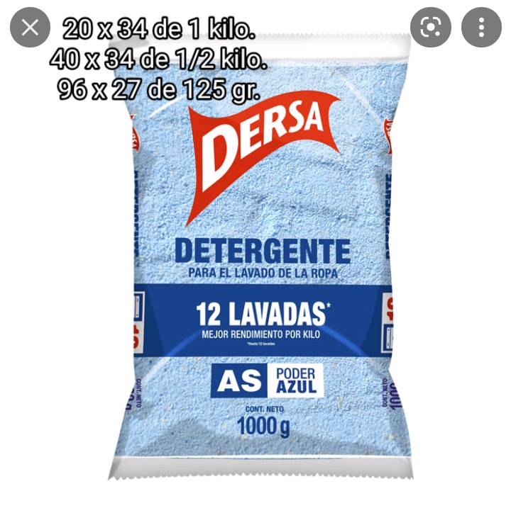 Detergente en polvo Dersa de 125, 500 y 1 kilo. en Zulia.