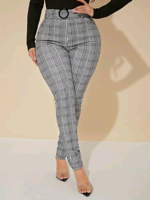 Belted Plaid High Waisted Pants en Baltimore