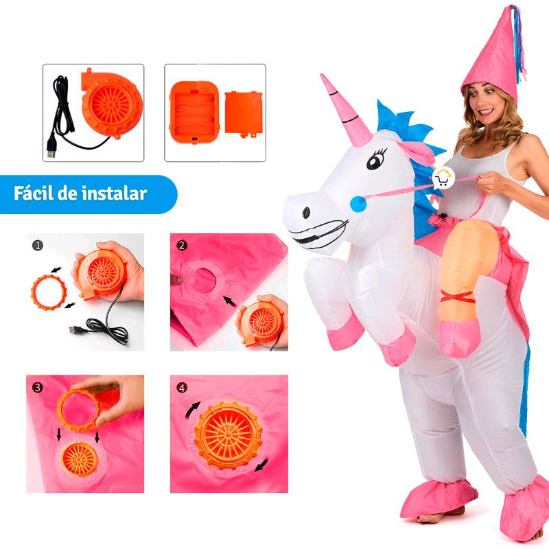 🎃DISFRAZ INFLABLE UNICORNIO TRAJE MONTABLE FIESTAS HALLOWEEN 🎃 en Cali