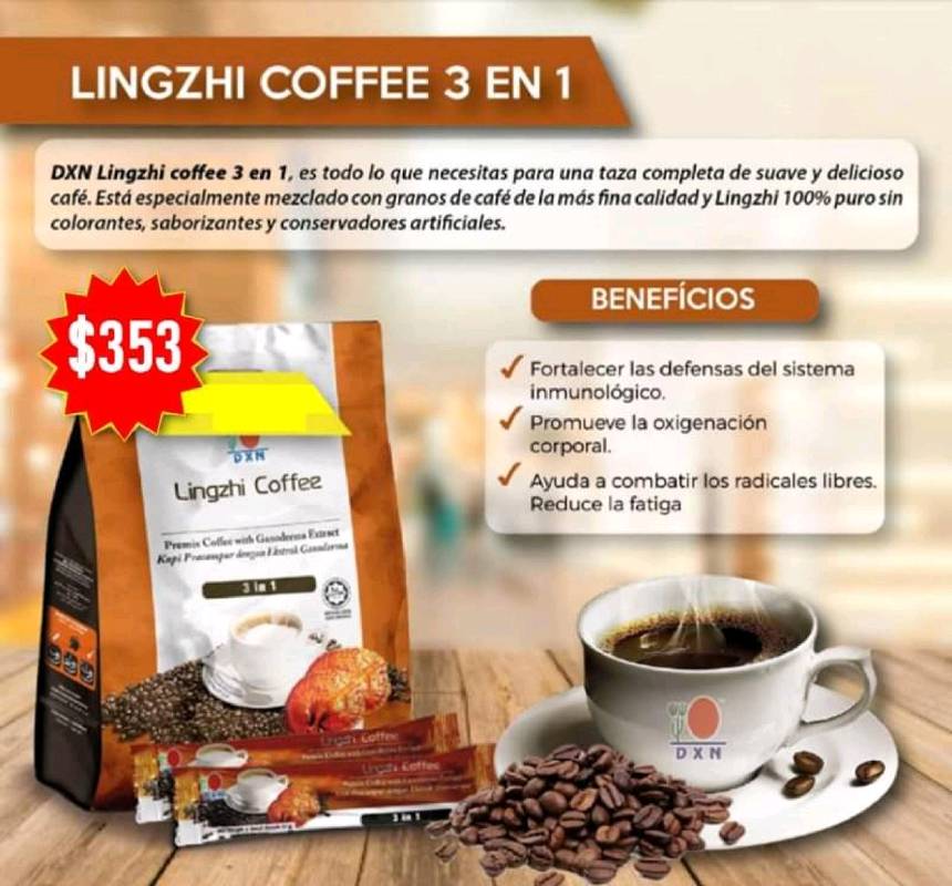 Café con ganoderma 3 en 1 tipo capuchino en Xochimilco