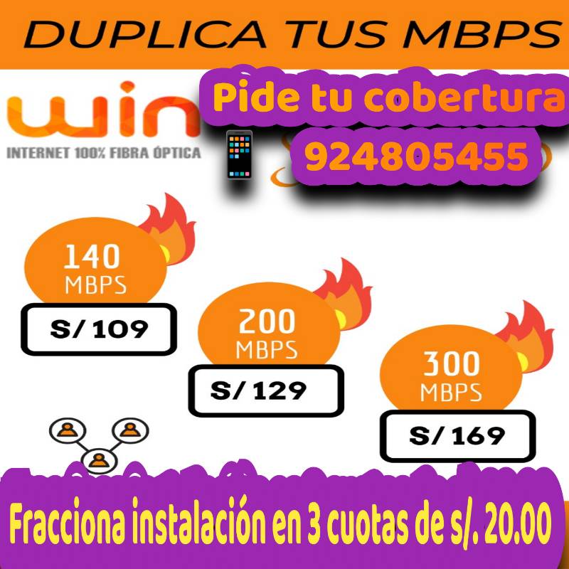 #internet fibra óptica win para Lima y Callao en Lima