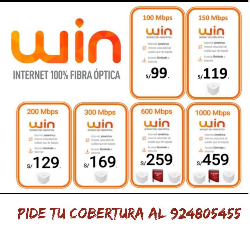 # Planes de Internet fibra óptica de Win en Lima