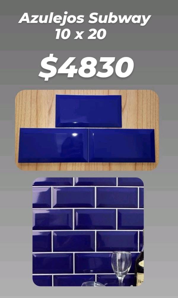 Azulejo Subway azul en Castelar