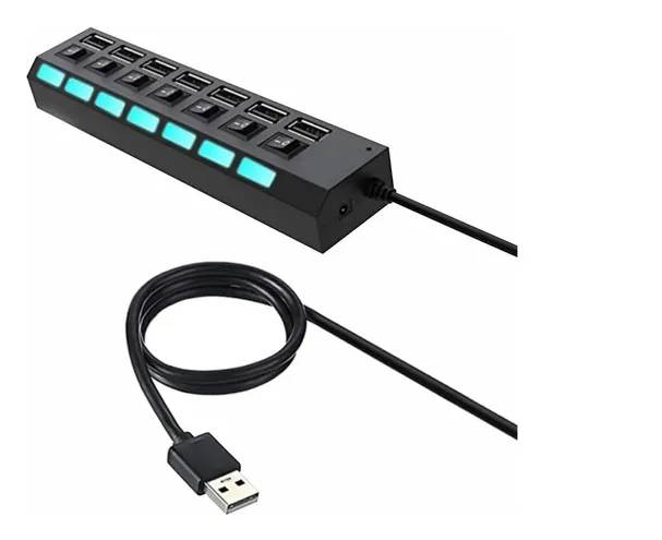 Conector Hub multicontacto 7 puertos USB switch y luz en Estado de Mexico