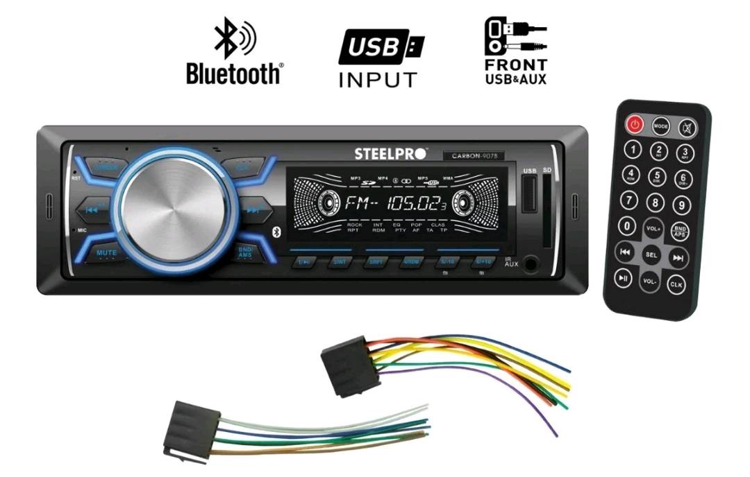 Steelpro Autoestereo Bluetooth, Usb/sd 1 Din Carbon-907b en tungareo