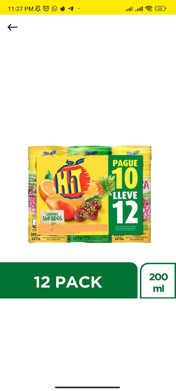 Hit cajita 200ml x12 unidades en Villavicencio