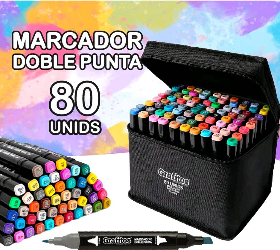 SET DE MARCADORES DOBLE PUNTA X80 UNIDADES en Bogota