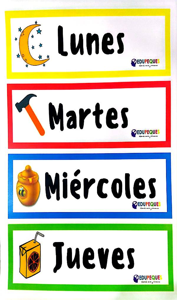 Lámina días de la semana en Jucuapa