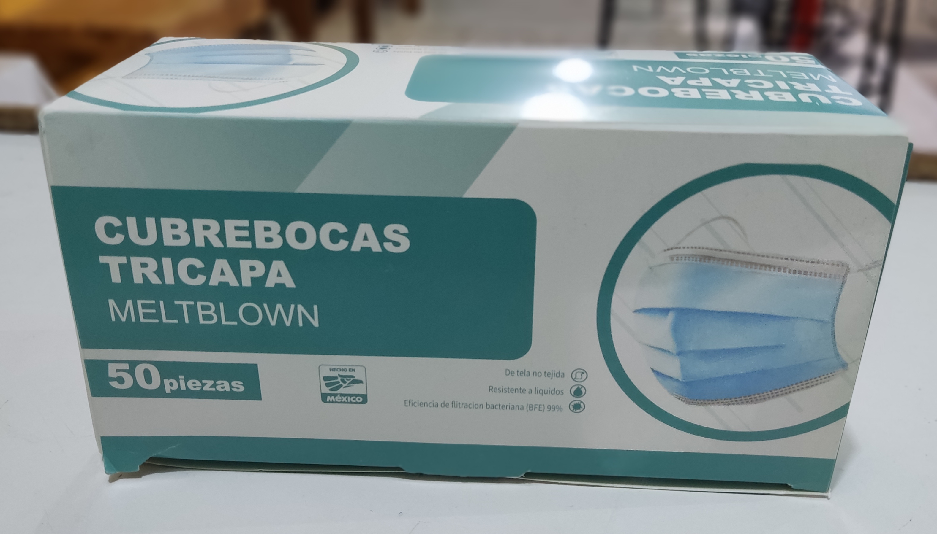 Cubre bocas tricapa Azul en Yucatán