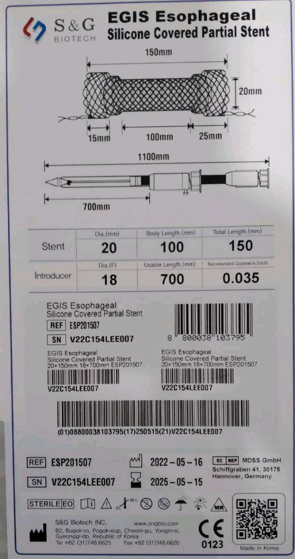 Prótesis autoexpandible Esofágica parcialmente cubierta en Chalco de ...