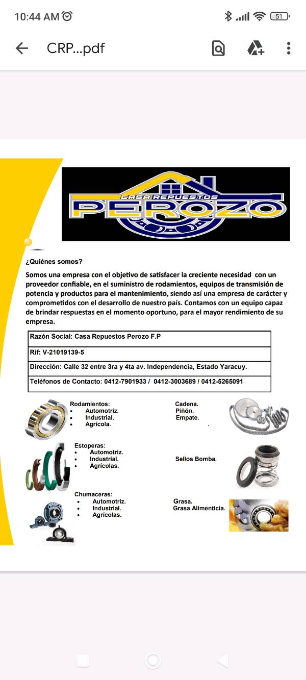 Rodamientos estoperas piñón en San Felipe