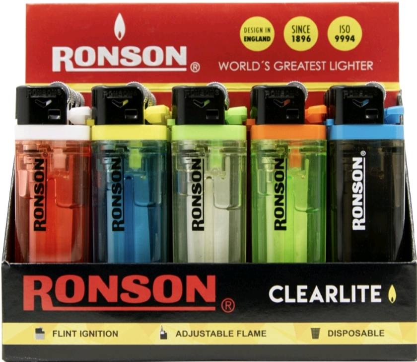 ENCENDEDOR RONSON CLEARLITE DISPLAY X 20 UNIDADES en Temuco