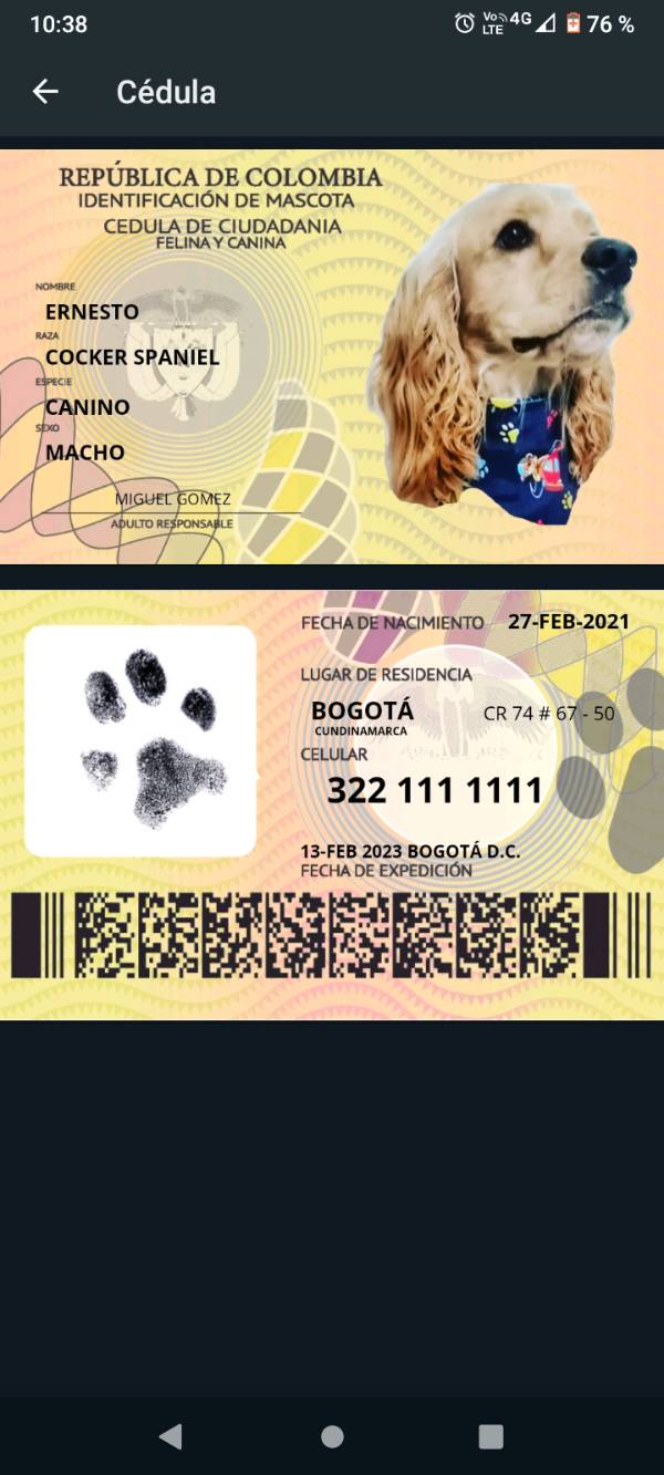 Cédula para mascota en Bogotá