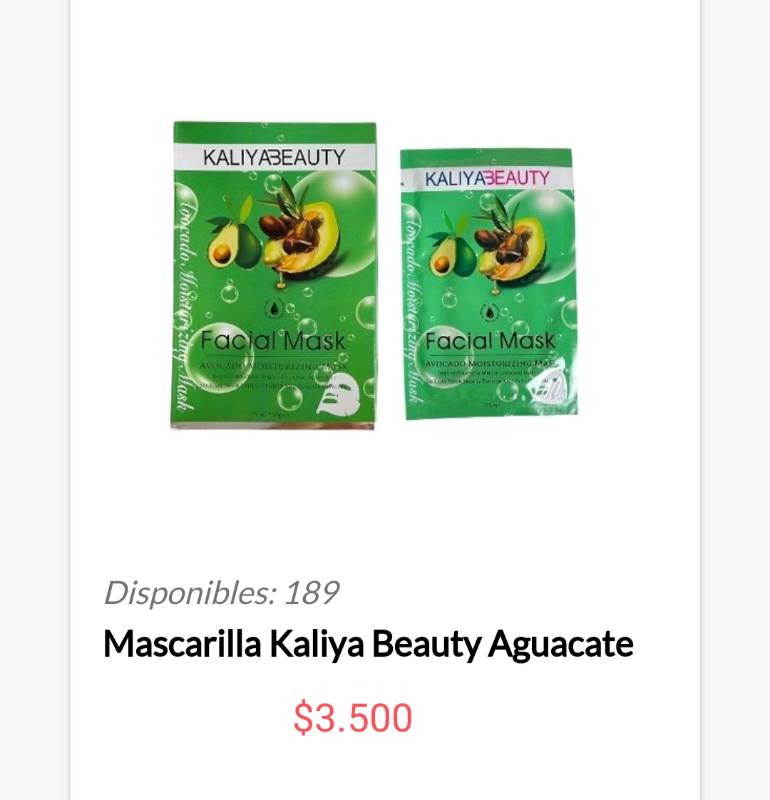 Mascarilla kaliya Beauty aguacate en Neiva