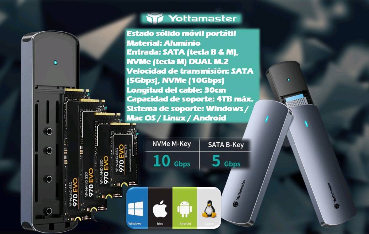 Yottamaster SSD M2 NVMe & NGFF SATA Cofre en Maipú