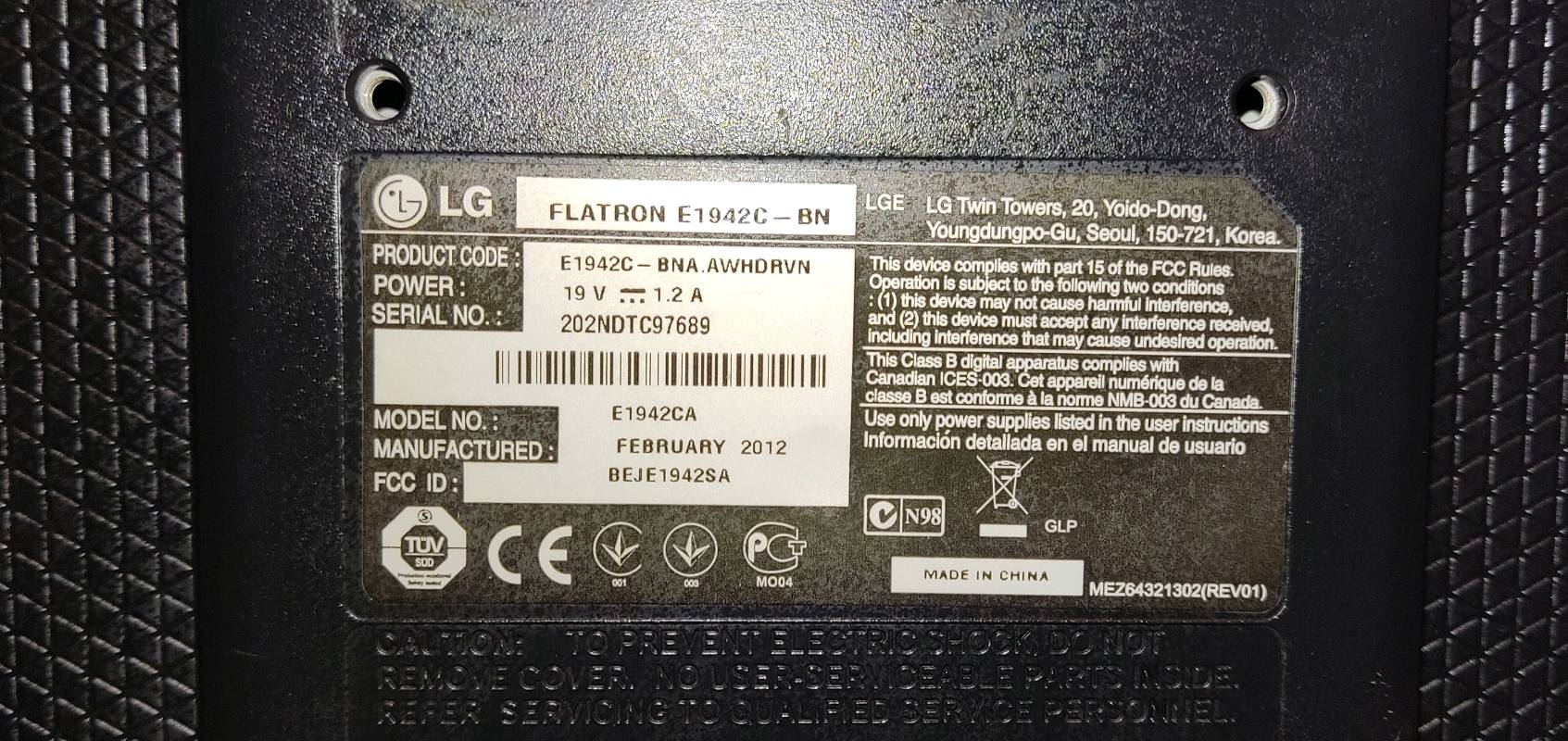 Monitor LG Flatron E1942C-BN en Maipú