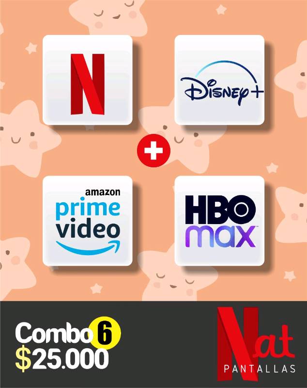 Combo pantalla Netflix, Amazon, Disney plus y HBO max en Bucaramanga