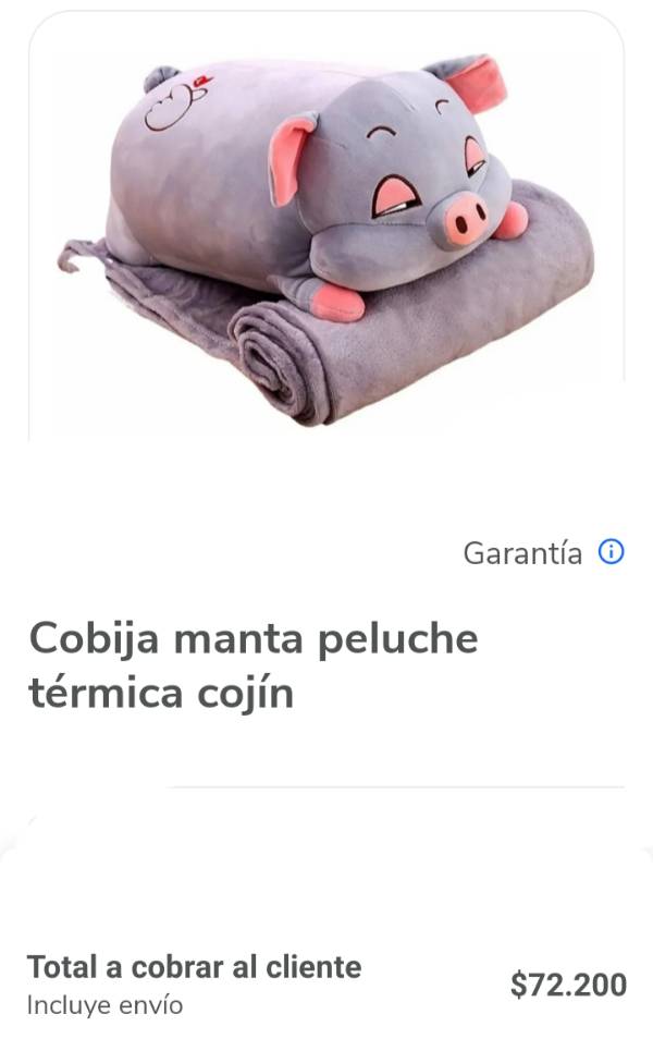Cobija manta peluche térmica cojín en Cota