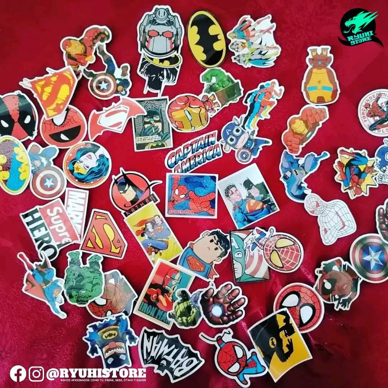Stickers de personajes de Marvel y DC Cómics en David