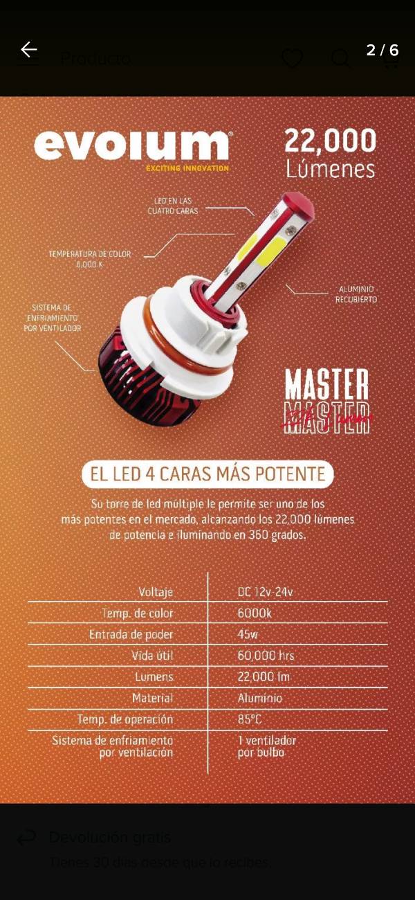 Focos Led Auto Biled Master 22000 Lumens H13 H4 9004 9007 en Ciudad de ...