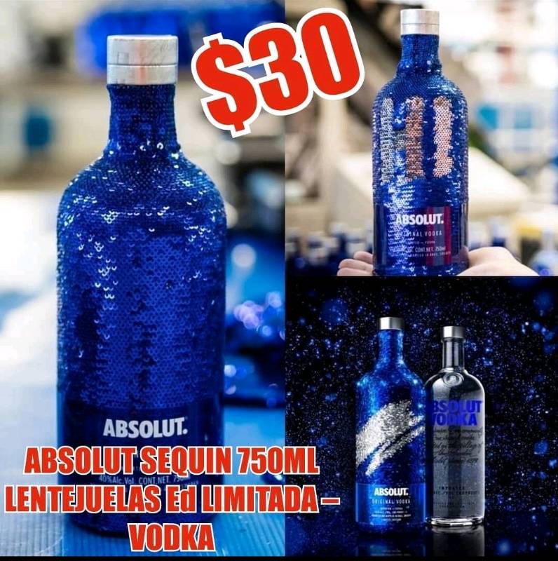 VODKA ABSOLUT SEQUIN EDICIÓN LIMITADA LENTEJUELAS 750ML en Guayaquil
