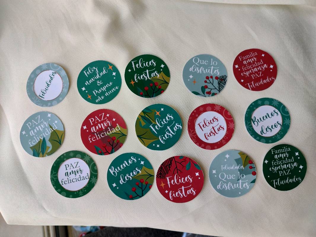 Kit de stickers redondos "navidad hojas" en Santa Fe