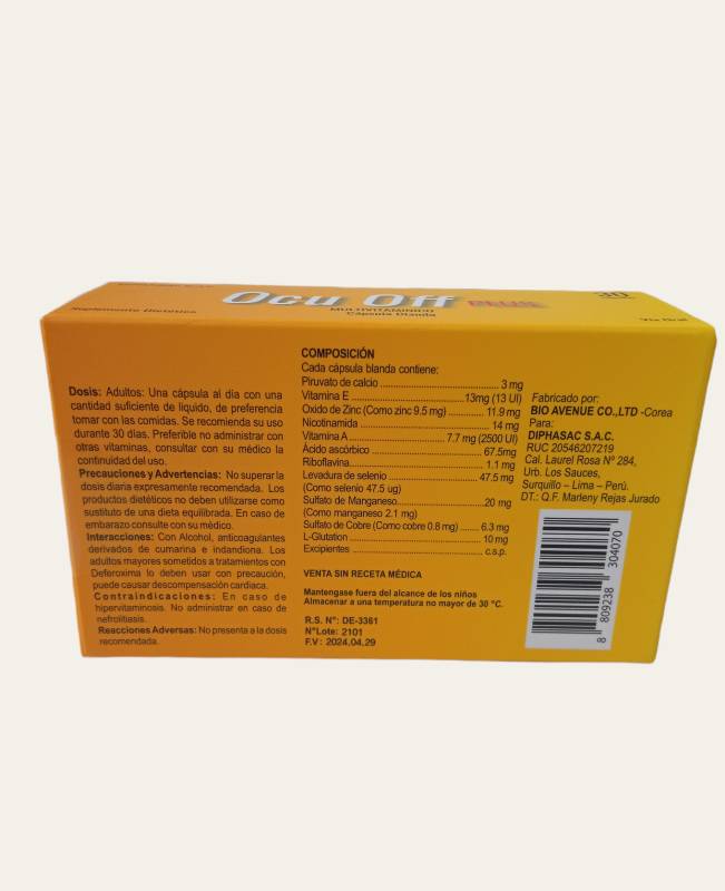 Ocu Off Plus multivitaminico x 30 tabletas en Huánuco
