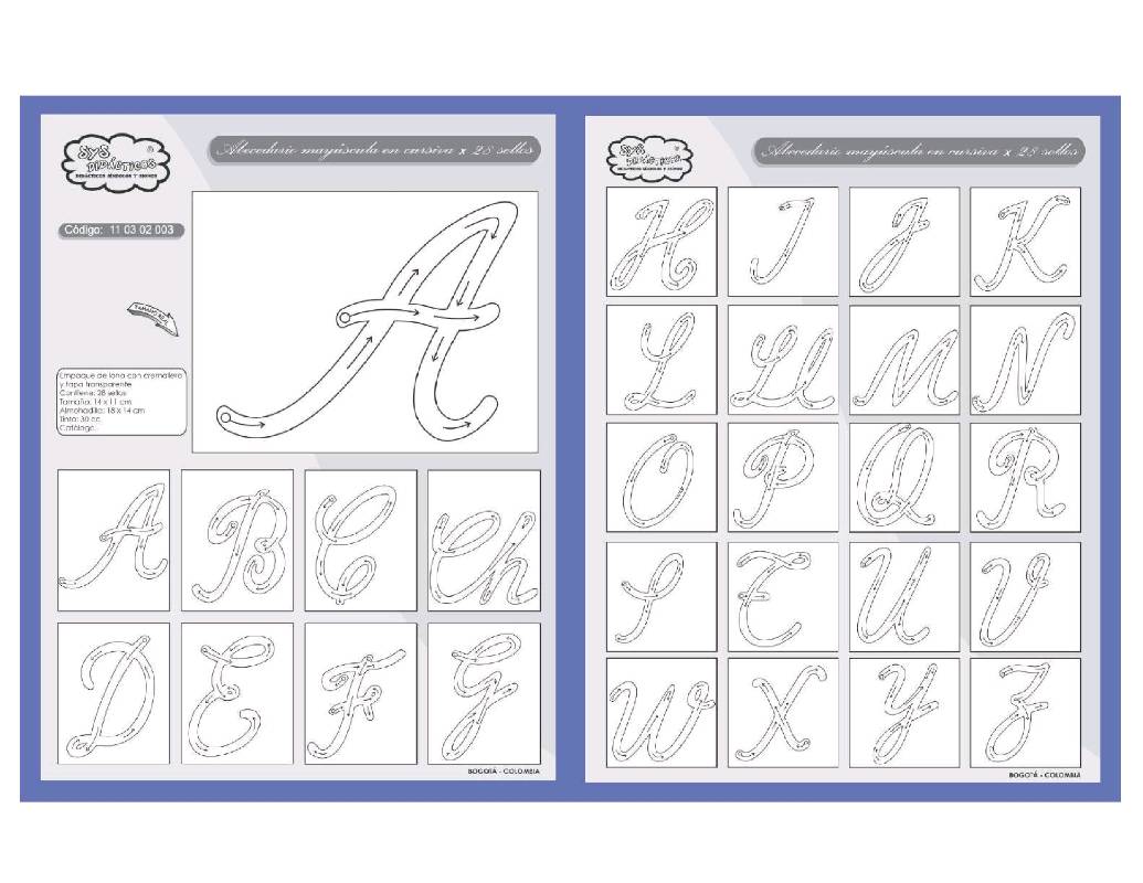 ABECEDARIO MAYÚSCULA EN CURSIVA X 28 SELLOS en Sincelejo