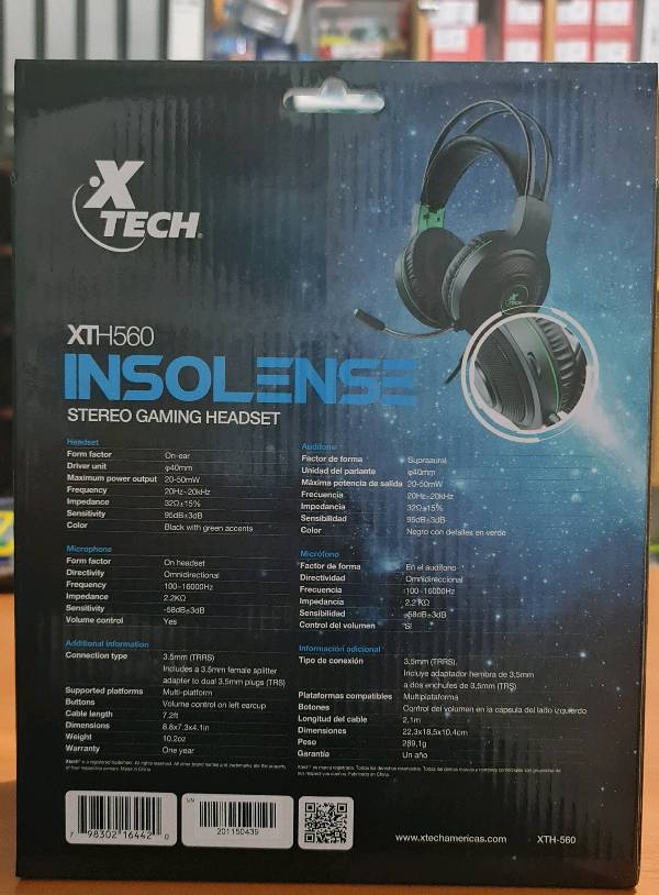 AUDIFONOS GAMER XTECH STEREO XTH-560 en Ciudad de Guatemala